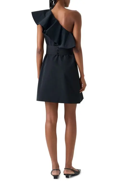 Akris Ruffled One-shoulder Taffeta Mini Dress