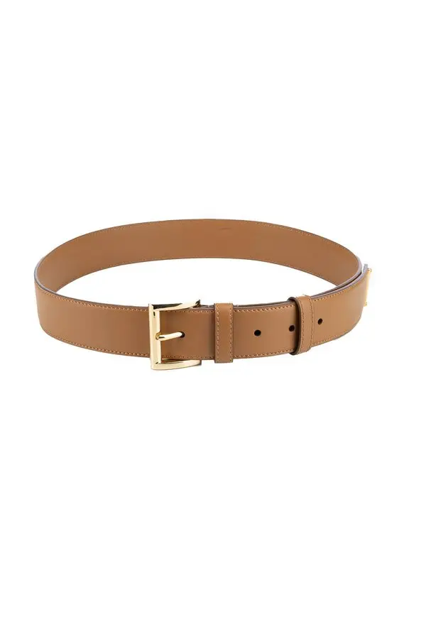 Prada Leather Belt With Gold Tone Buckle - Multicolor
