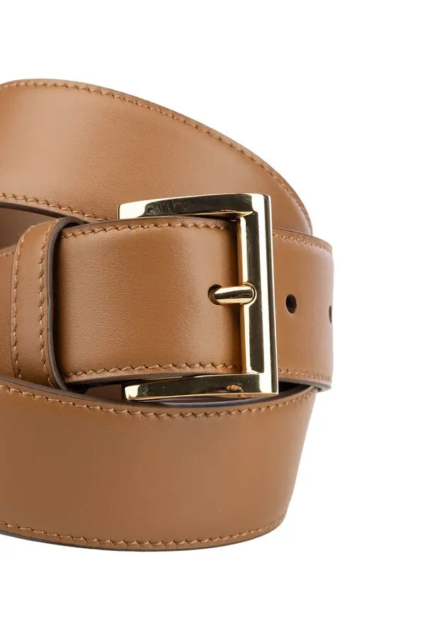 Prada Leather Belt With Gold Tone Buckle - Multicolor