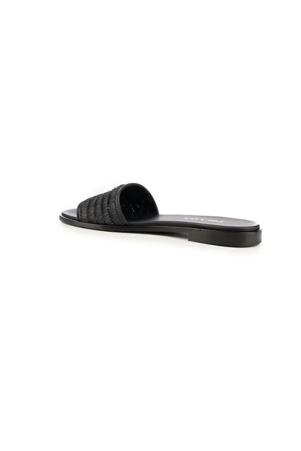 Prada Embellished Raffia Slides