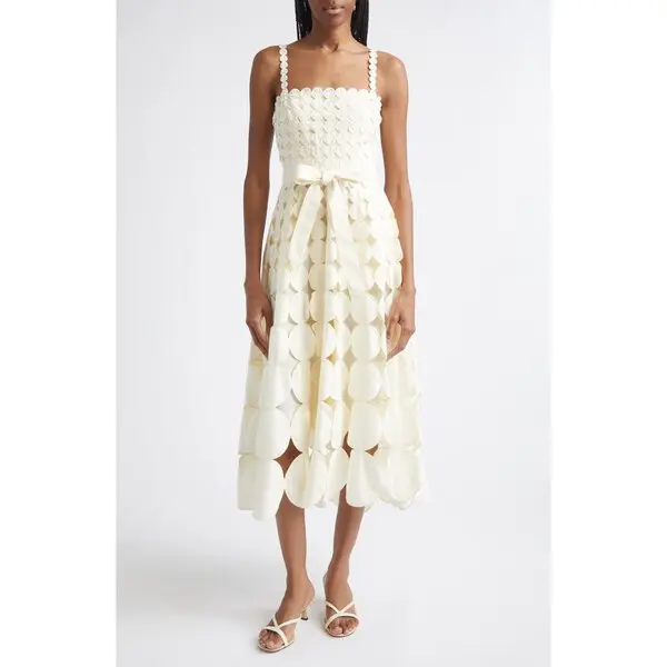 REISS Gigi Cutout High Low Midi Dress - Cream