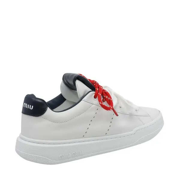 Miu Miu Leather Lace-up Sneakers - White