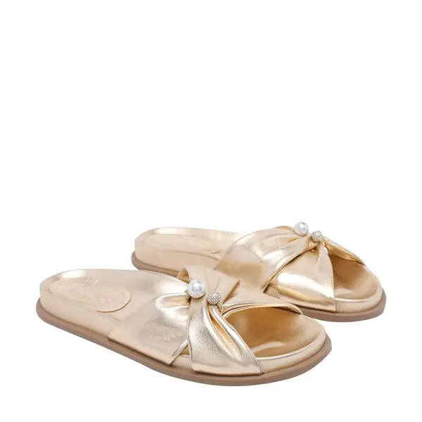 JIMMY CHOO Rafi Flat Sandals - Gold