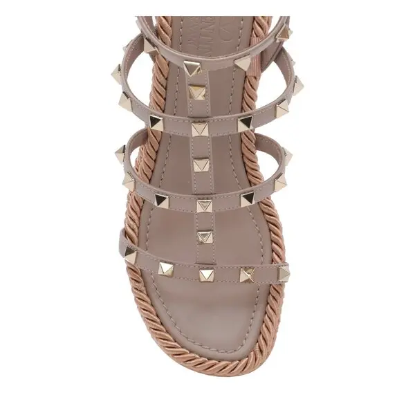 Valentino Garavani Rockstud Rope Wedge Sandals - Pink