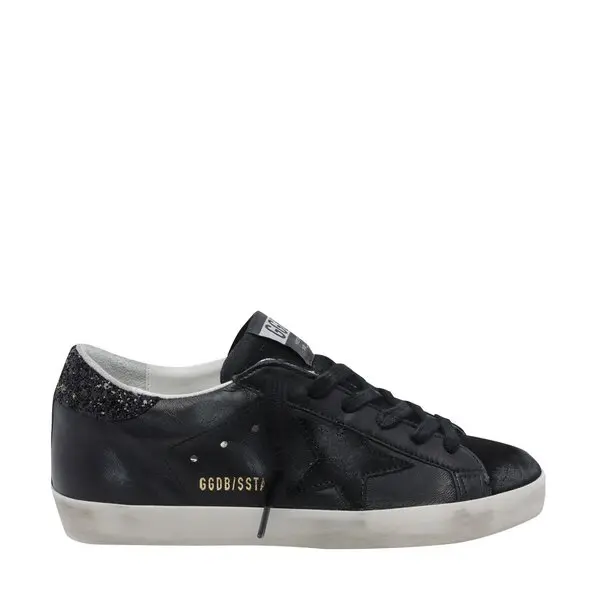GOLDEN GOOSE Leather Super-star Sneakers With Crystal Embellishments - Black