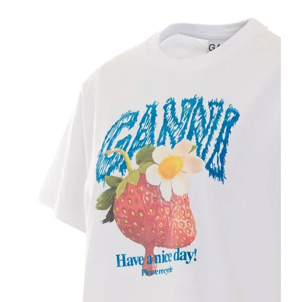 GANNI Graphic Print T-shirt - White