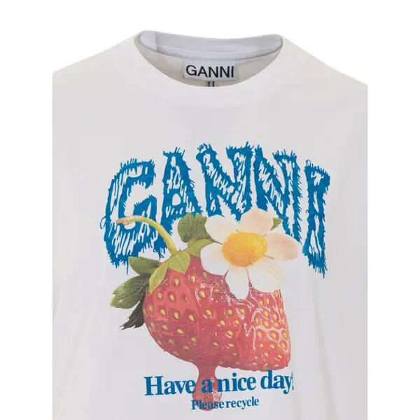 GANNI Graphic Print T-shirt - White