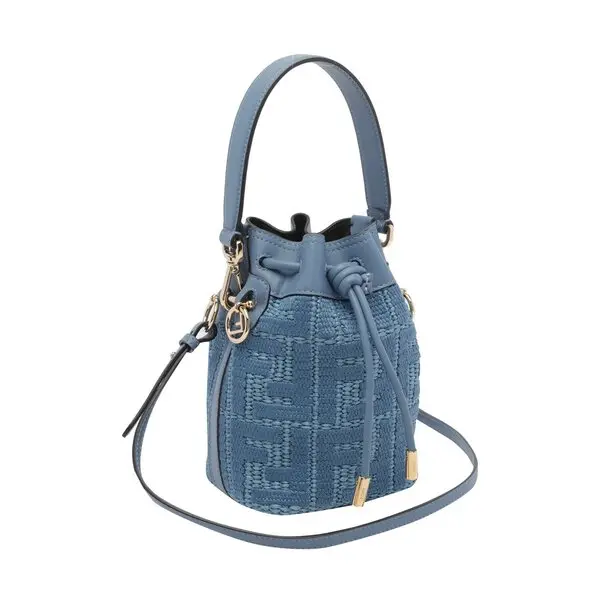 Fendi Mon Tresor Mini Raffia Bucket Bag - Blue