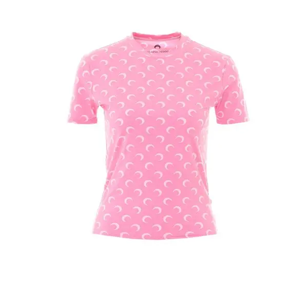 MARINE SERRE All-over Moon Print T-shirt - Pink