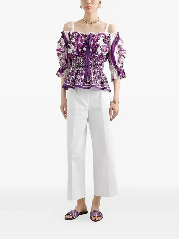 Dolce & Gabbana Majolica Print Off-the-shoulder Top