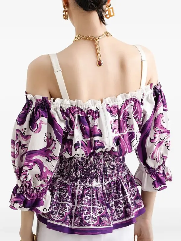 Dolce & Gabbana Majolica Print Off-the-shoulder Top
