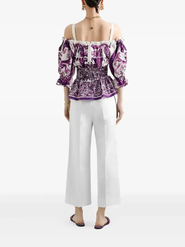 Dolce & Gabbana Majolica Print Off-the-shoulder Top