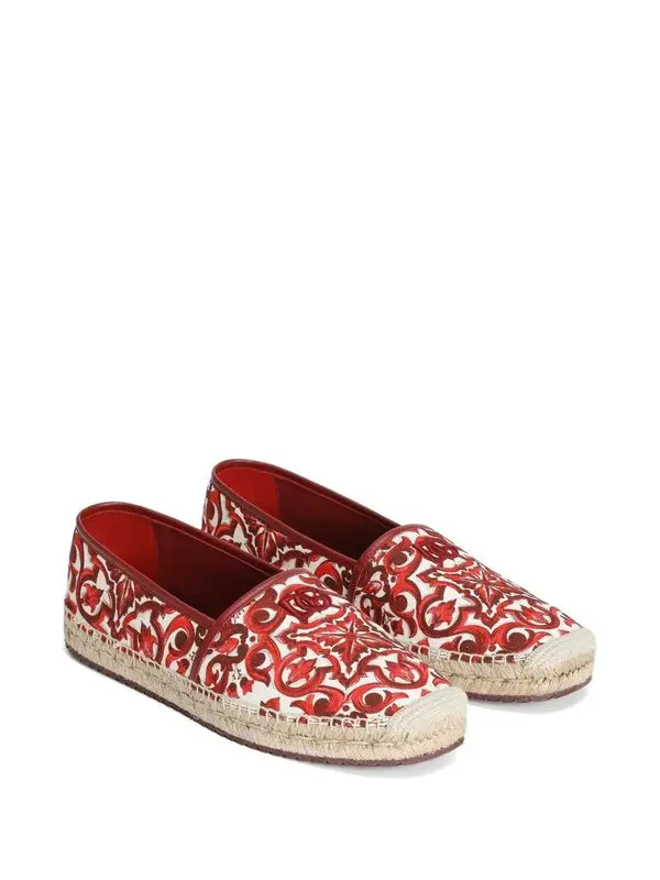 Dolce & Gabbana Canvas Espadrilles With Majolica Print - Red