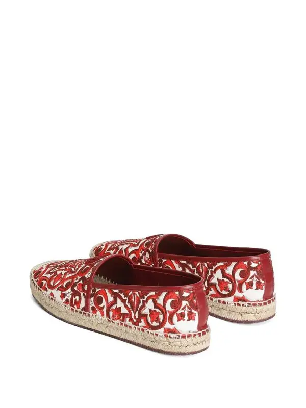 Dolce & Gabbana Canvas Espadrilles With Majolica Print - Red