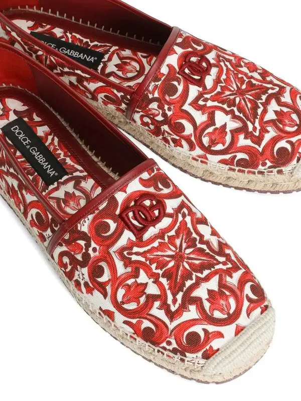 Dolce & Gabbana Canvas Espadrilles With Majolica Print - Red
