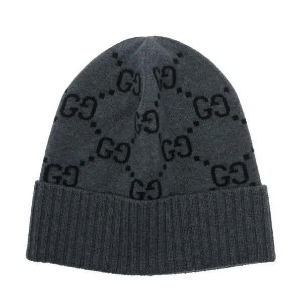Gucci Gg Logo Cashmere Beanie - Gray