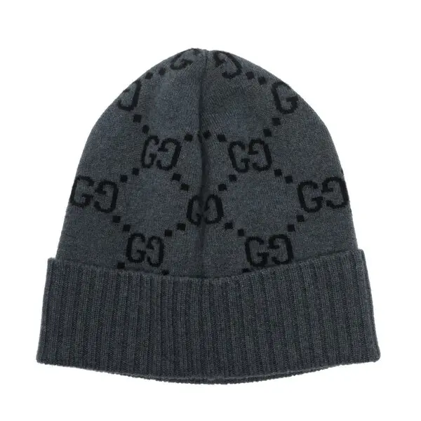Gucci Gg Logo Cashmere Beanie - Gray