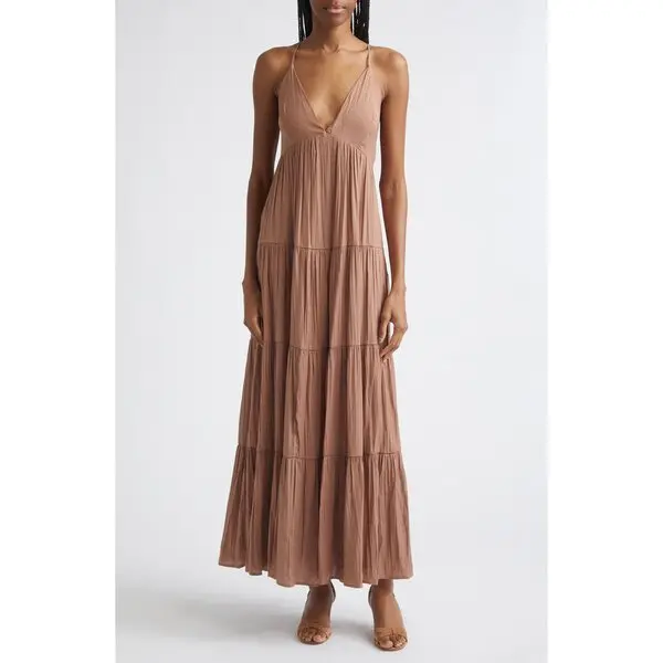 L'Agence Lua Tiered Maxi Sundress - Hazelnut