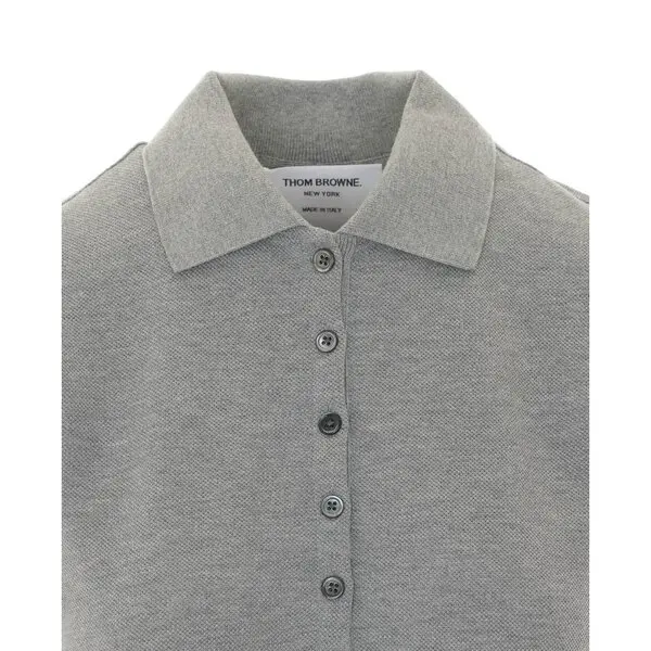 Thom Browne Grey Cotton Polo Dress With Signature Stripes