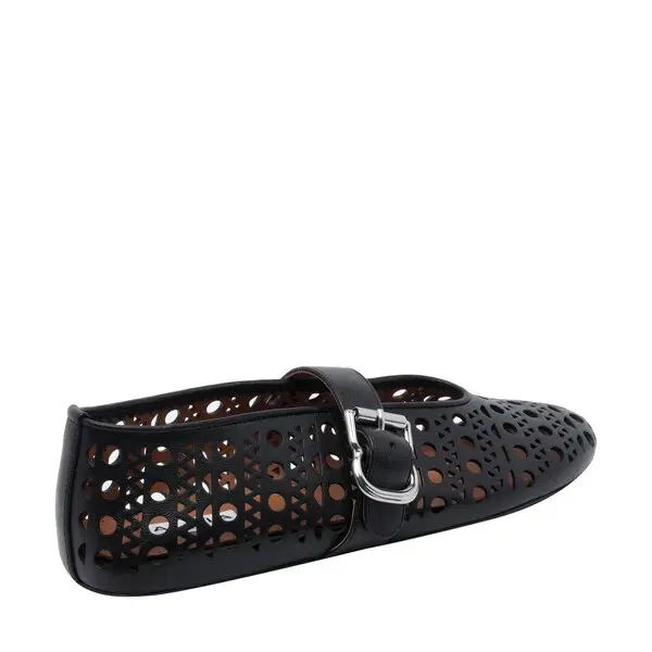 Alaïa Vienne Ballets Calf Leather With Perforated Details - Black