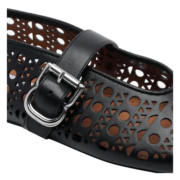 Alaïa Vienne Ballets Calf Leather With Perforated Details - Black