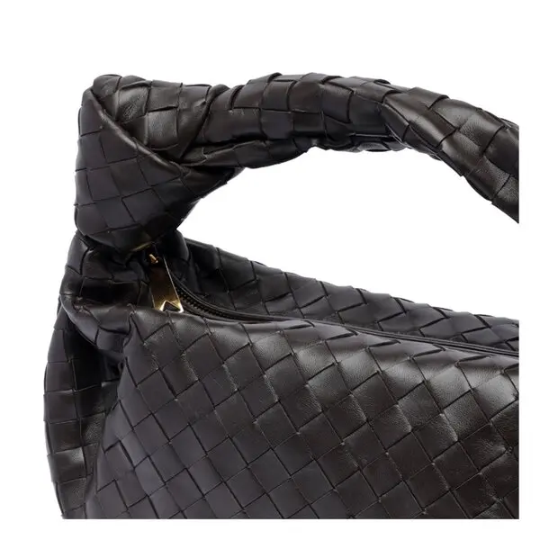 Bottega Veneta Small Jodie Woven Lamb Leather Top Handle Bag - Brown