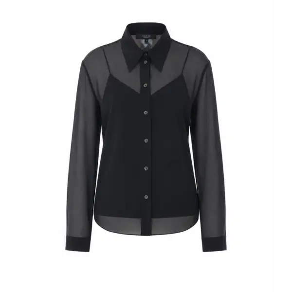Gucci Stretch Silk Chiffon Shirt - Black