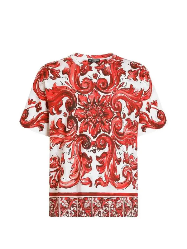 Dolce & Gabbana Cotton T-shirt With Majolica Print