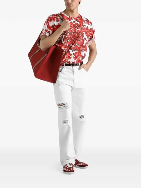 Dolce & Gabbana Cotton T-shirt With Majolica Print