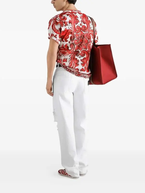 Dolce & Gabbana Cotton T-shirt With Majolica Print