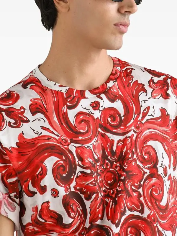 Dolce & Gabbana Cotton T-shirt With Majolica Print