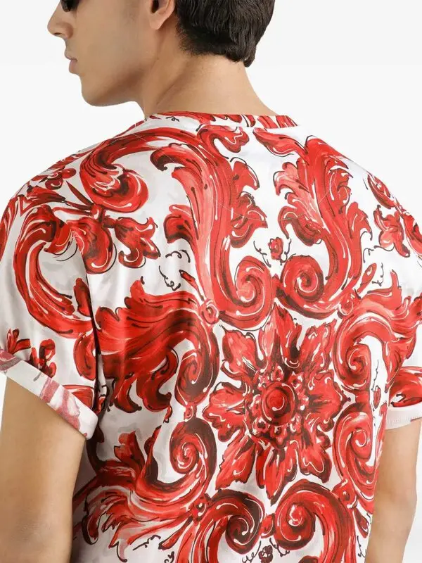 Dolce & Gabbana Cotton T-shirt With Majolica Print