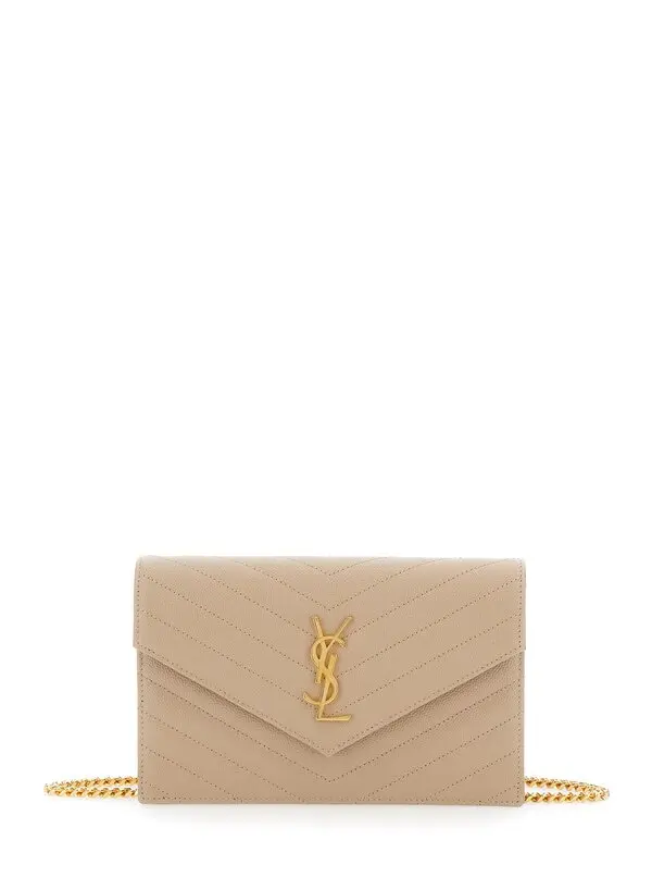 Saint Laurent Louise Cassandre Plaque Leather Crossbody Bag - Cream