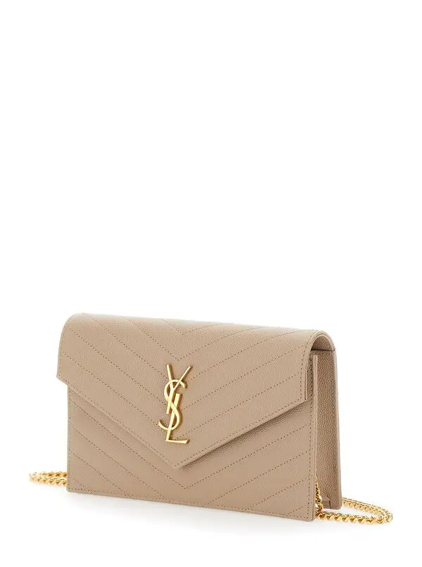 Saint Laurent Louise Cassandre Plaque Leather Crossbody Bag - Cream
