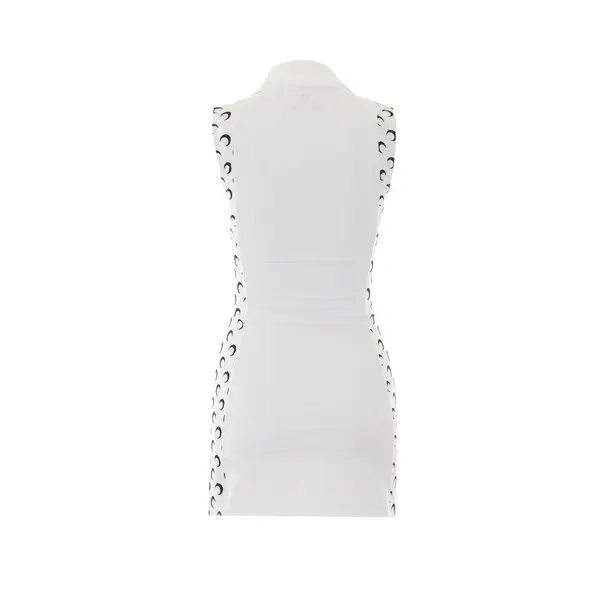 MARINE SERRE Sleeveless Turtleneck Polo Mini Dress With Moon Print
