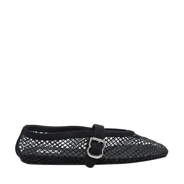 Alaïa Strass Fishnet Flat Ballets - Black