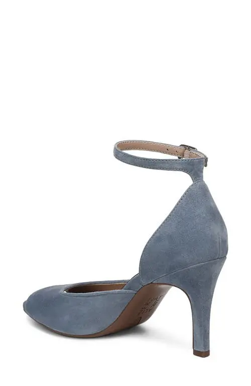 Naturalizer Asha Peep Toe Pump With Ankle Strap - Blue Ash Suede