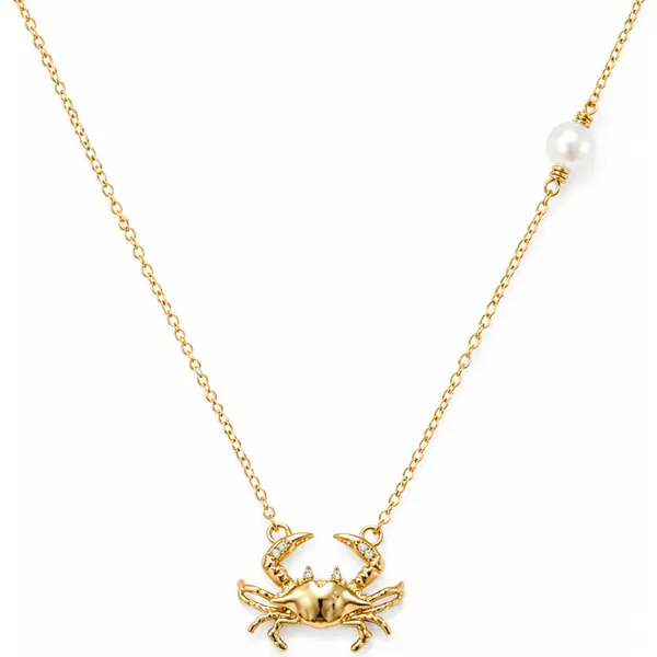 DLORIA Tone Crab And Pearl Pendant Necklace - Gold