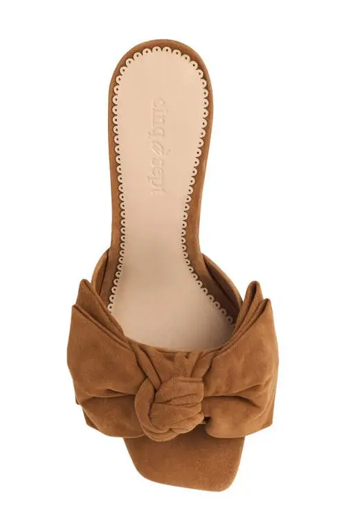 Cinq À Sept Felicity Suede Heeled Mule With Bow Detailing