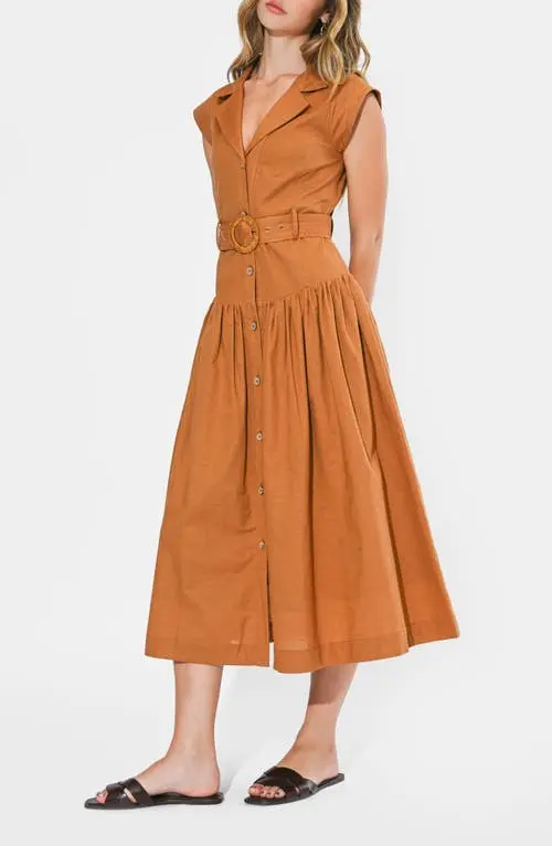 Adelyn Rae Kennedy Belted Midi Shirtdress