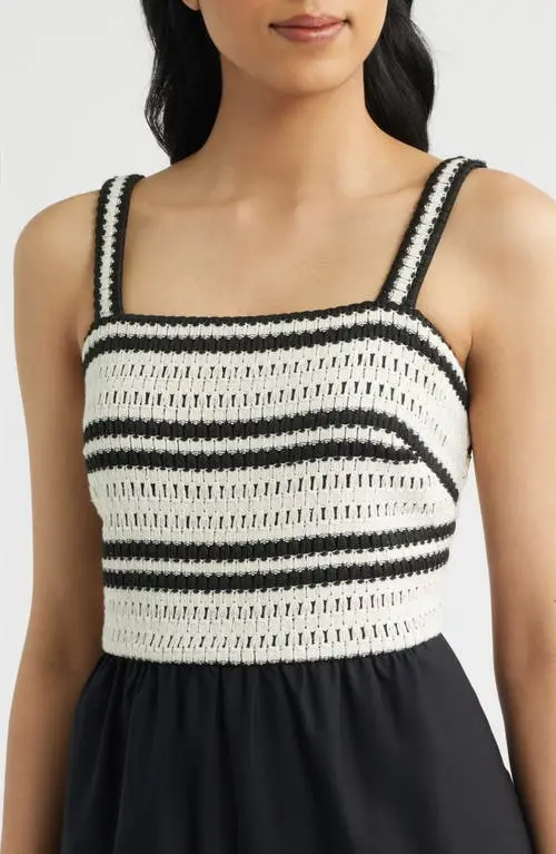 Eliza J Crochet Embroidered Midi Sundress
