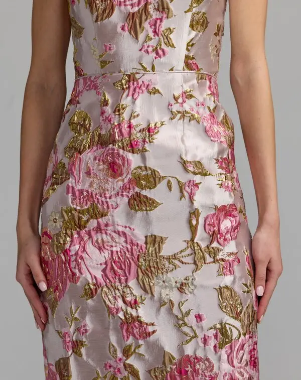 Mac Duggal Floral Brocade Midi Dress