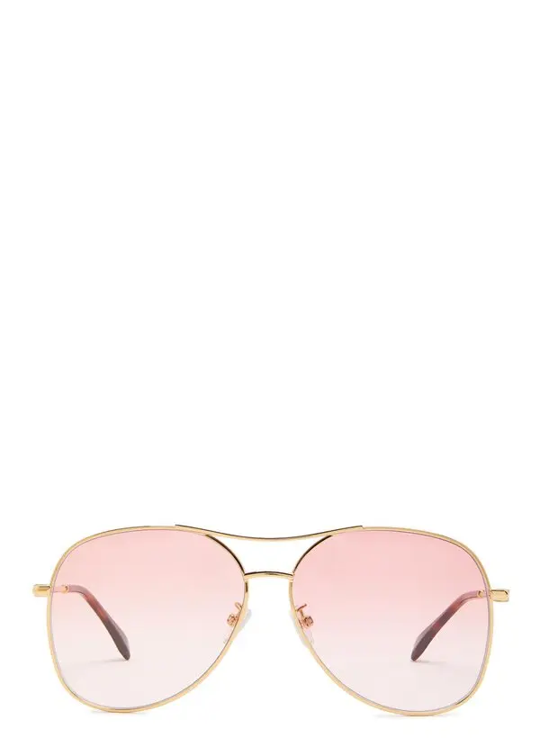 Fendi Aviator-style Sunglasses With Gold Tone Accents