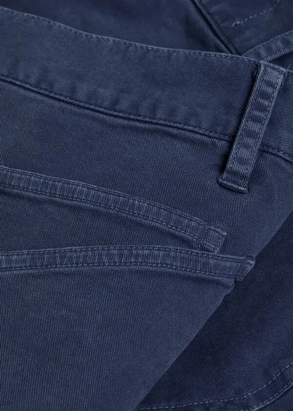 NILI LOTAN Shon Barrel-leg Stretch-cotton Trousers - Navy