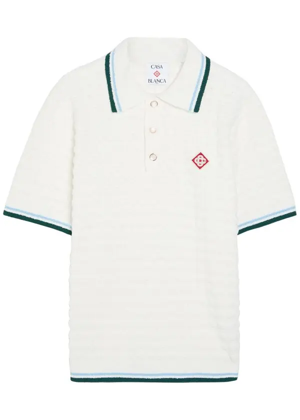 Casablanca Logo-appliquéd Bouclé Polo Shirt