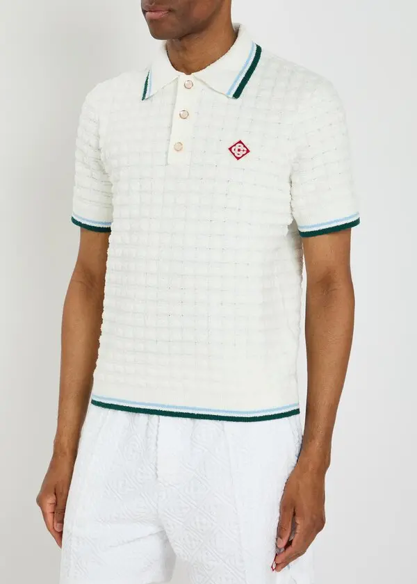 Casablanca Logo-appliquéd Bouclé Polo Shirt