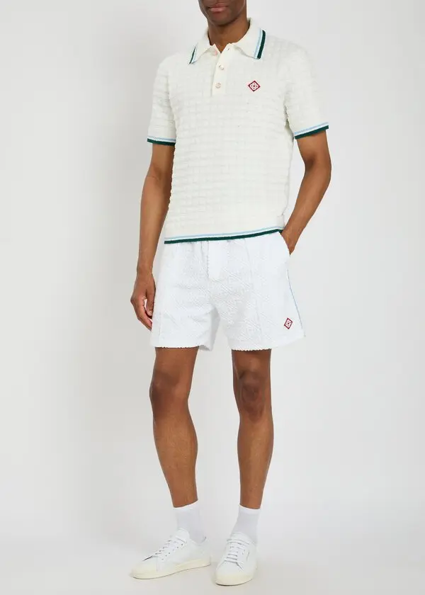 Casablanca Logo-appliquéd Bouclé Polo Shirt