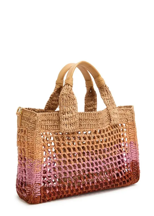 Chloé Summer Banana Logo Raffia Tote