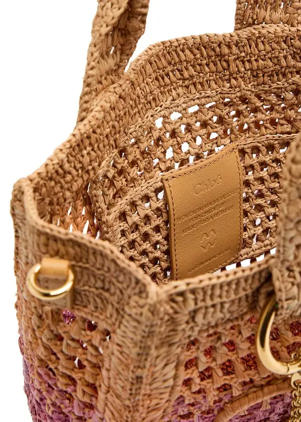 Chloé Summer Banana Logo Raffia Tote