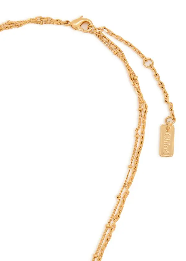 Chloé Brass Shell Pendant Necklace With Sliding Mirror